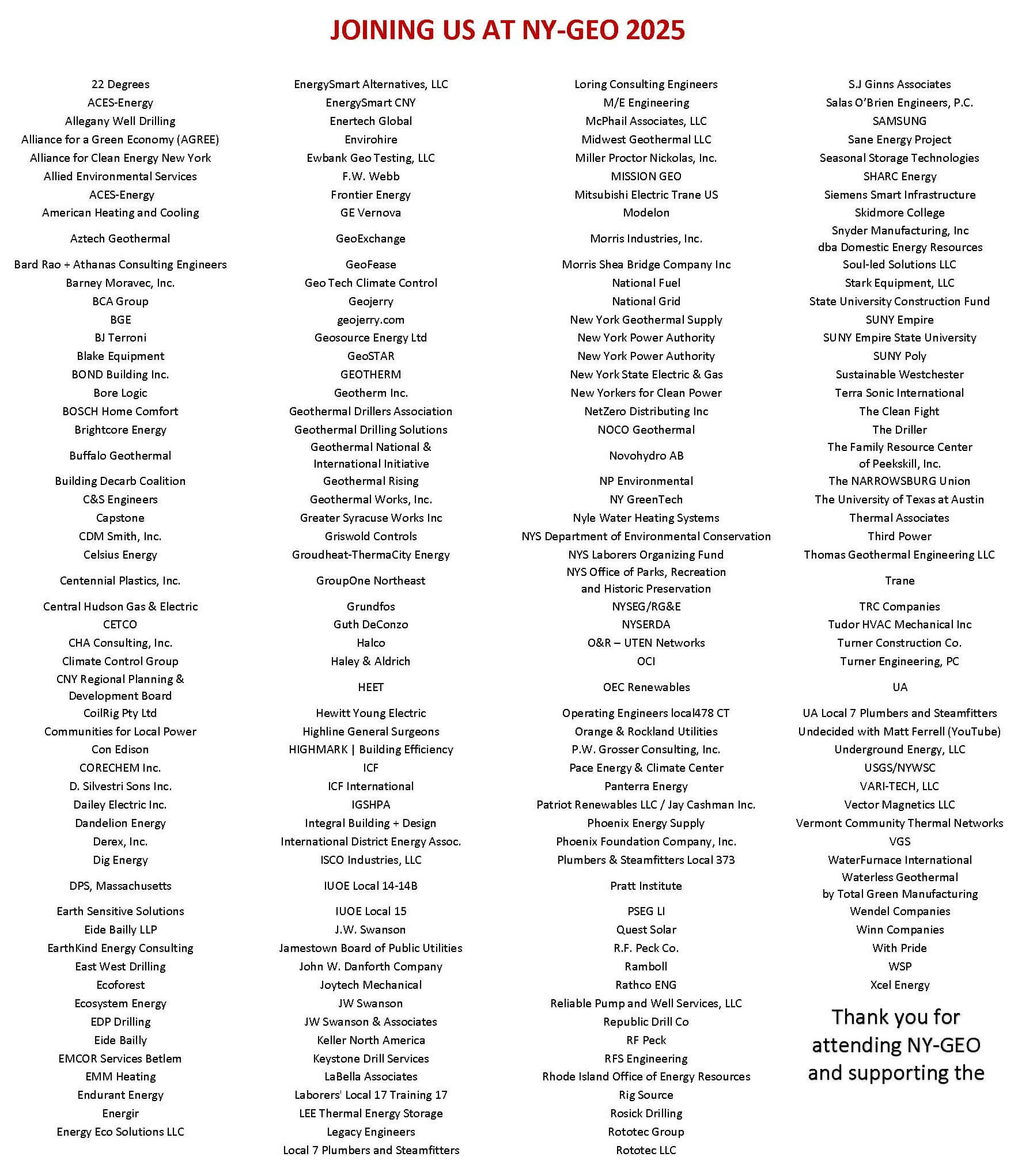 NY-GEO 2025 ATTENDING ORGANIZATIONS - NY-GEO